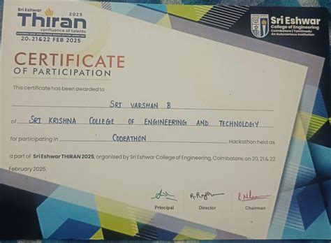 Codeathon Finalist Srieshwarthiran2025 Innovation Teamwork Coding