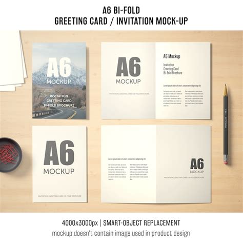 A6 Bi Fold Greeting Card Mockup Design Psd Templates Imgpanda A
