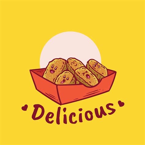 Chicken Nuggets Cartoon Character Logo 25456539 Vector Art At Vecteezy