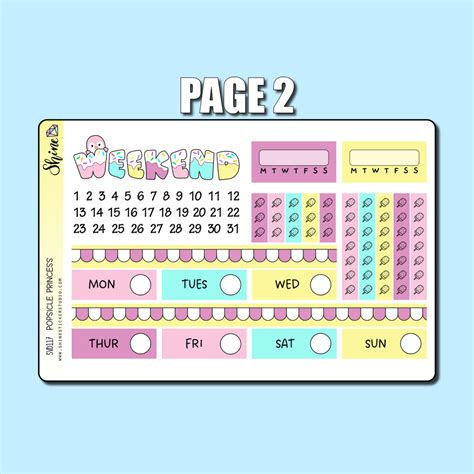 Popsicle Princess Vertical Weekly Planner Sticker Kit Shine Sticker