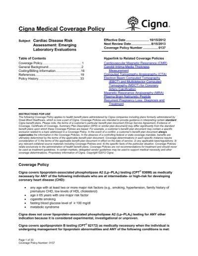 Cigna Medical Coverage Policy