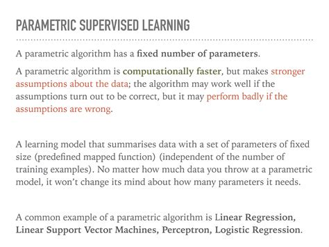 Parametric And Non Parametric Machine Learning Supervised Ml Pdf