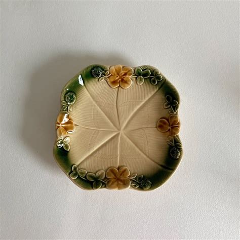 Vintage Ceramic Square Plate Dish With Floral Clover Design Etsy