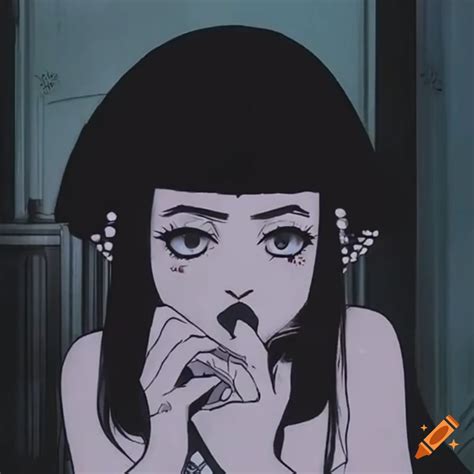 Image Of A Goth Girl With A Retro Anime Aesthetic On Craiyon