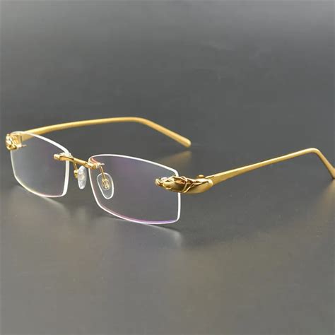 Zerosun Gold Eyeglasses Frames Male Rimless Titanium Reading Glasses