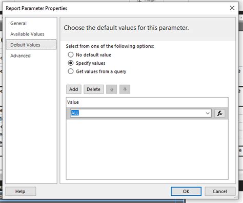 Add All To List Of Values In A Paginated Report Pa Microsoft Fabric Community