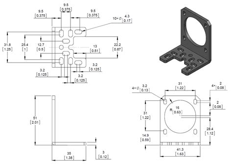 Pololu Stamped Aluminum L Bracket For Nema 17 Stepper Motors Pololu 22