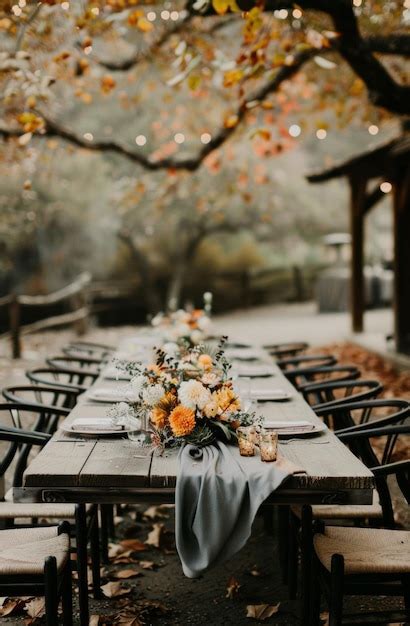 Rustic Fall Table Setting Premium Ai Generated Image