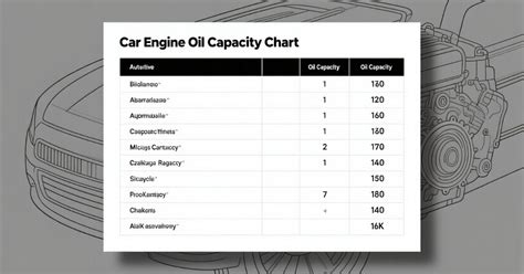 Car Oil Capacity Chart Save Time Avoid Overfill Techyengineoil