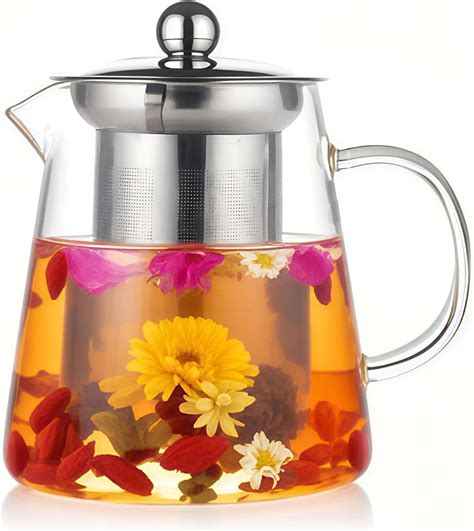 Glass Teapot With Stainless Steel Infuser Borosilicate Tea