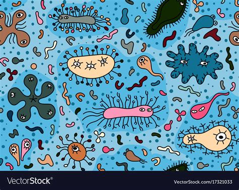 Hand Drawn Seamless Bacterium Pattern Royalty Free Vector