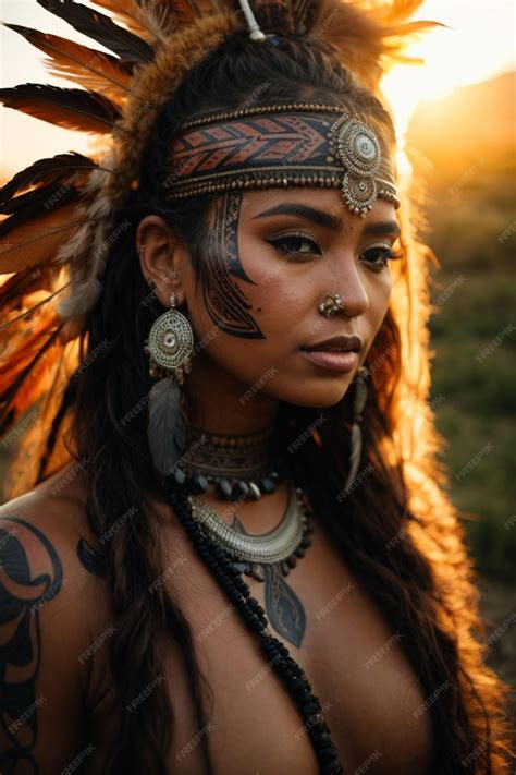 Premium Photo Young Beautiful Indian Native American Woman With
