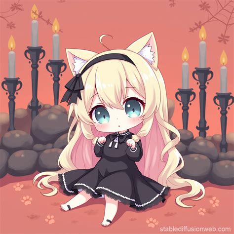 Cute Gothic Character In Soft Coral Pink Stable Diffusion Online