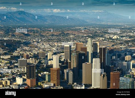 Aerial View Of Los Angeles Cityscape California United States Stock
