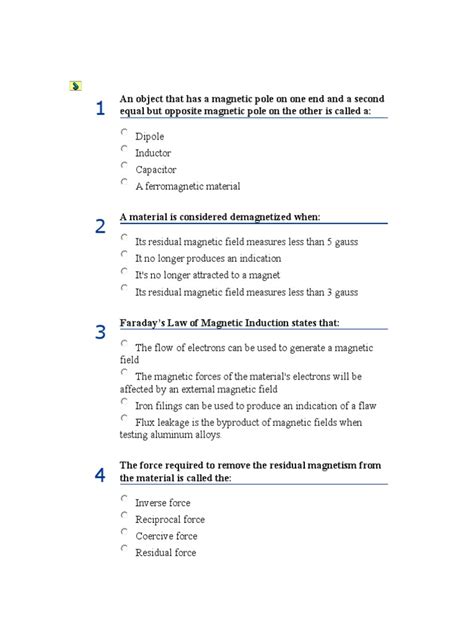 Mpi Quiz 2 Pdf Magnetic Field Ferromagnetism