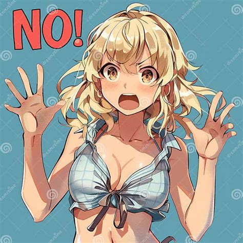 Anime Girl Holding Up Hands And Shouting The Word No Portrait Avatar