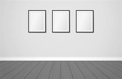 Três Quadros Em Uma Parede Vector Mock Up Design De Interiores