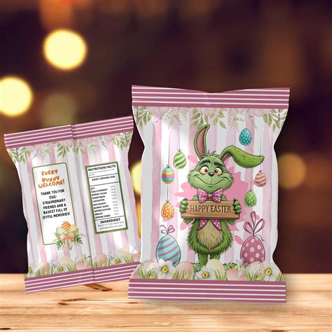 Printable Easter Bunny Chip Bag Bunny Party Favor Easter Treat Bag
