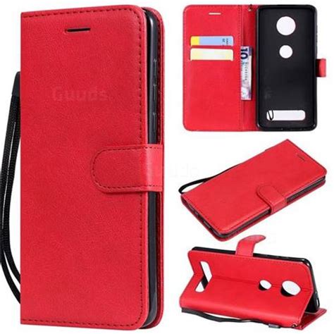 Retro Greek Classic Smooth PU Leather Wallet Phone Case For Motorola Moto Z Play Red