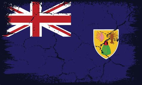 Flat Design Grunge Turks And Caicos Islands Flag Background 30521987