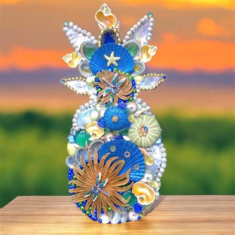 Pineapple Shell Art Blue Green Pineapple Coastal Decor Southern Hospitality Ts Etsy