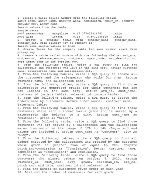 Sql Queries For Sales And Orders Analysis Pdf Table Database Sql