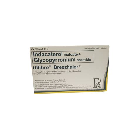 Ultibro Breezhaler Indacaterol Maleate Glycopyrronium Bromide 110mcg 50mcg Hard Capsule 30s