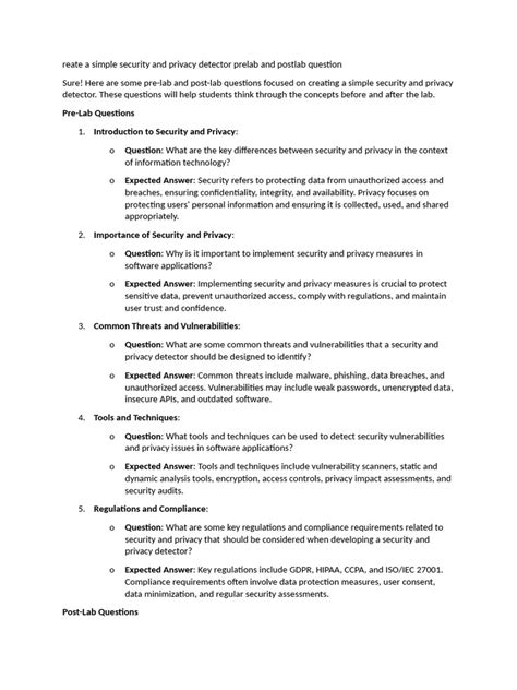 Ex No6 Create A Simple Security And Privacy Detector Prelab And