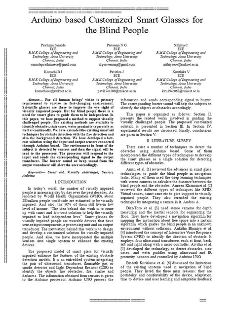 Arduino Based Customized Smart Glasses For The Blind People Pdf