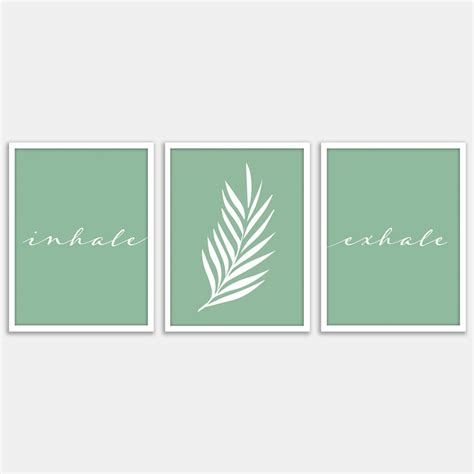 Inhale Exhale Wall Art Set Of 3 Unframed Art Prints On Canvas Style