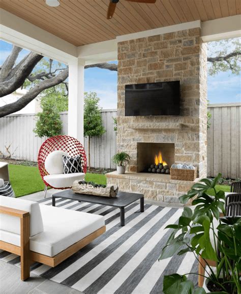Covered Porch With Fireplace Designs