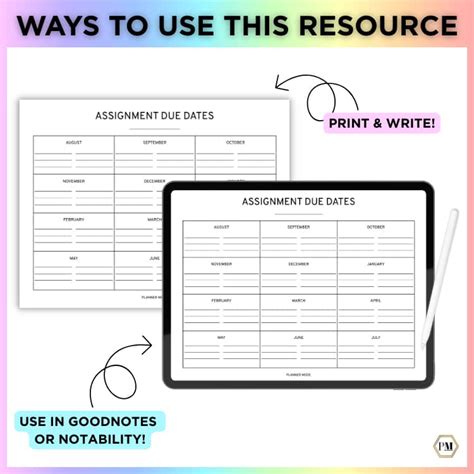 Assignment Due Date Calendar Calendar To Track Assignments Projects