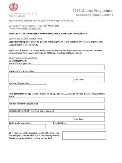 Fillable Online Foundation Application Form Quarter 1 Foundation Fax