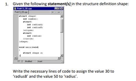 Solved Given The Following Statement S In The Structure Chegg