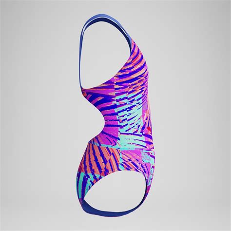 Girls Digital Printed Splashback Swimsuit Pinkblue Speedo Uk