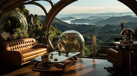 Premium Ai Image Panoramic Oval Window Vista