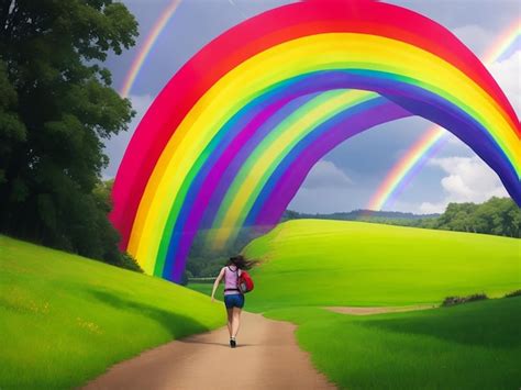 Premium Ai Image Chasing Rainbows