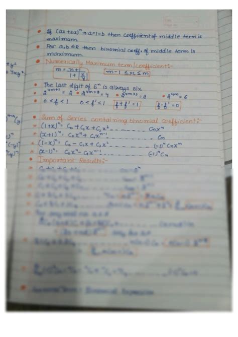 Solution Binomial Theorem Short Notes Studypool