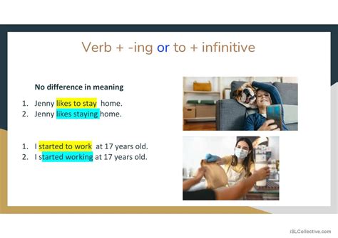 Verb Patterns Verb Ing Verb T English Esl Powerpoints
