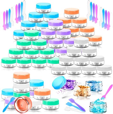 Motbach 50pcs 10g Empty Sample Containers With Colored Lids