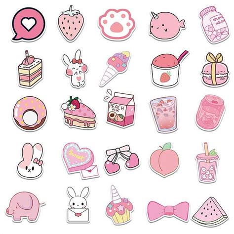Pink Assorted Stickers A Vibrant Collection Pack Of 10 Stickers