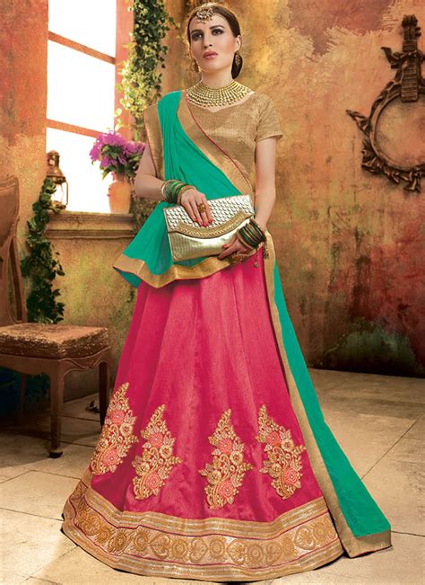 Buy Online Silk Pink Butta Work Lehenga Choli 84518