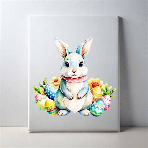 Easter Bunny Wall Art 12 Png Watercolor Rabbit Print Spring Bunny