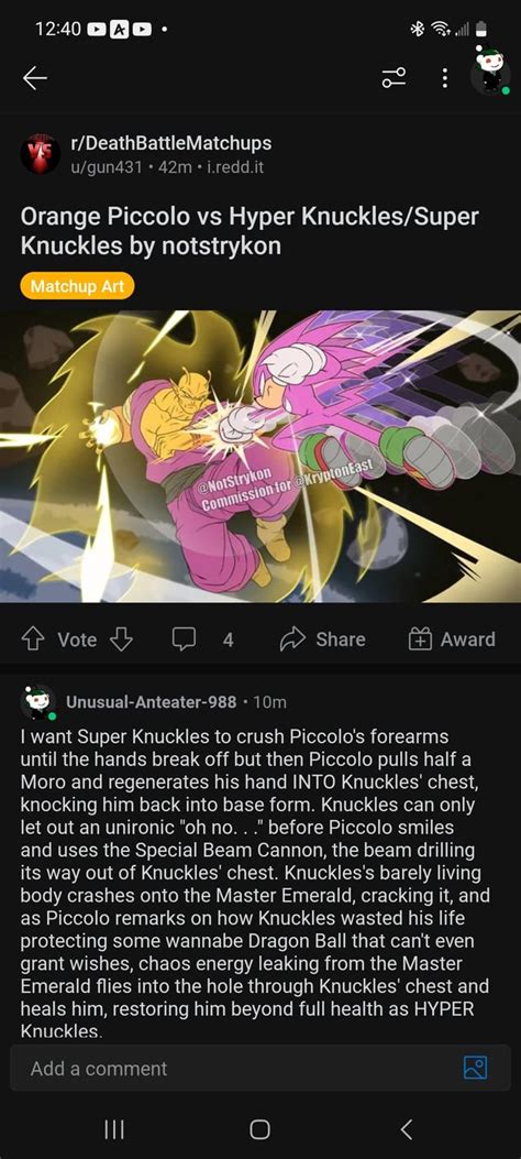 Orange Piccolo Vs Hyper Knucklessuper Knuckles By Notstrykon R