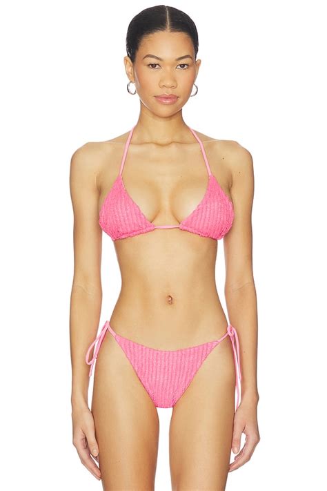 Peixoto Benji Bikini Top In Pink Weave Revolve