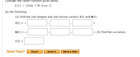 Solved Consider The Vector Function Given Below R T 4