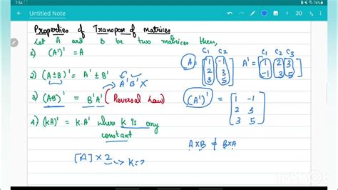 Matrices Part 4 Transpose Symmetric And Skew Symmetric Class 12 Maths Chapter 3 Youtube
