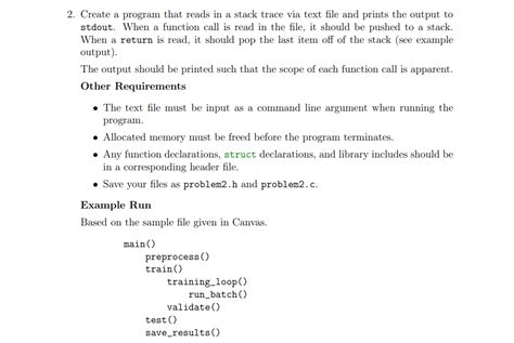solved 2 create a program that reads in a stack trace via