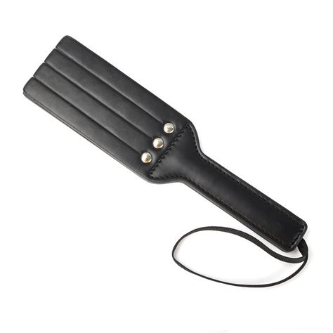 Faux Leather Double Smack Fronded Spanking Paddle Lace And Leather