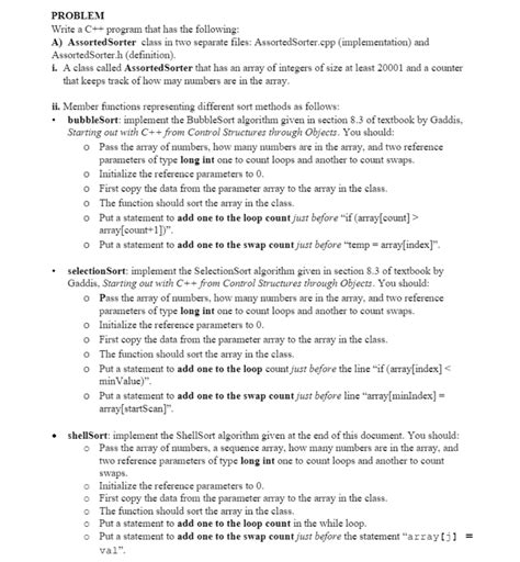 Solved Ii Member Functions Representing Different Sort